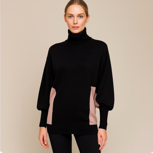 Who is Who | Sweaters | Nwot Who Is Who Color Block Black Pink Wool ...